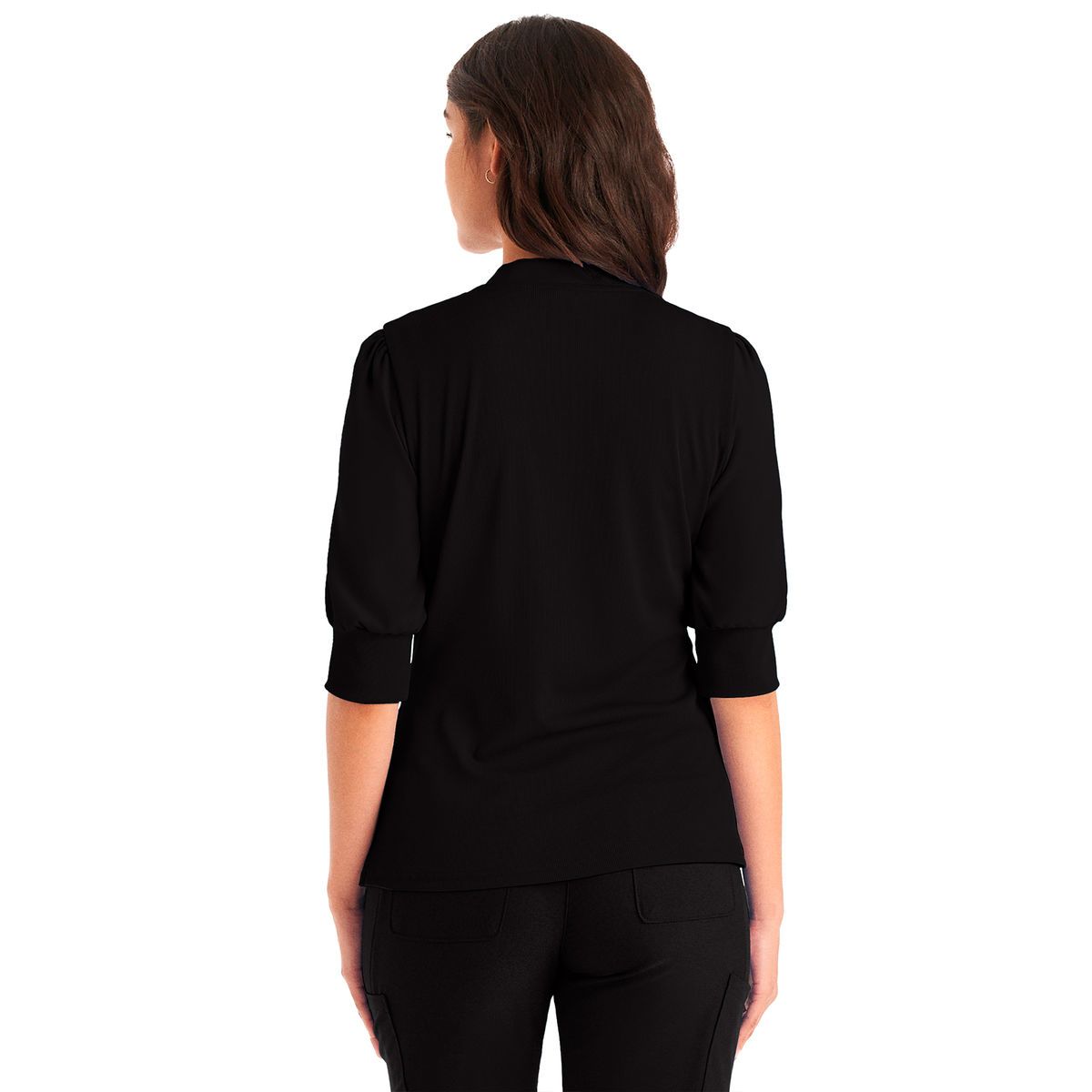 LANDAU FORWARD 3/4 SLEEVE RIBBED TOP | Scrubcetera